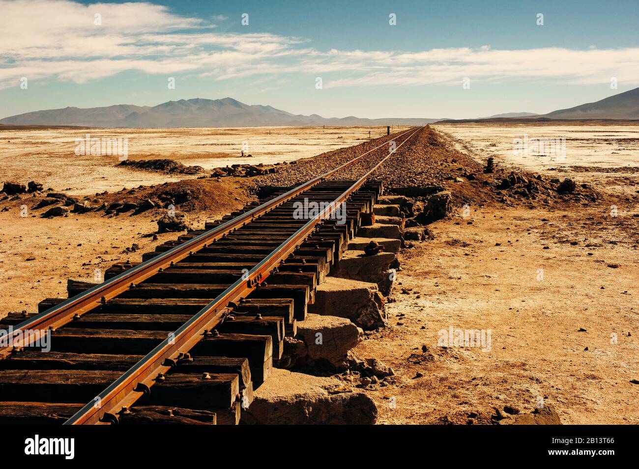 Train track salt desert bolivia hi-res stock photography and images - Alamy