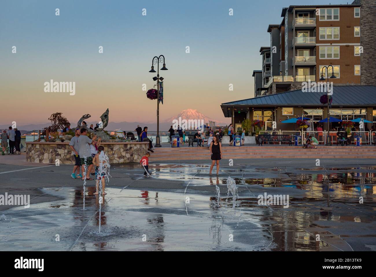 Mt Rainier Hovers Over Downtown Tacoma and Commencement Bay as Seen ...
