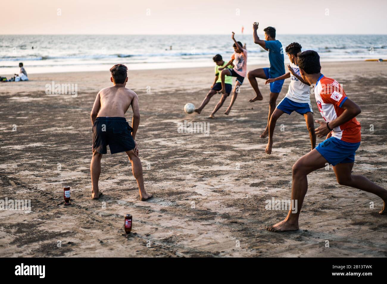 People play football on the beach, Arambol, Goa, India, Asia Stock ...