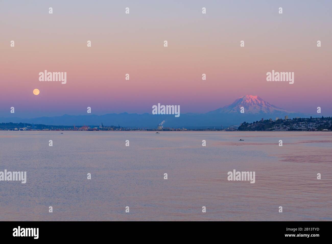 Mt Rainier Hovers Over Downtown Tacoma and Commencement Bay as Seen ...