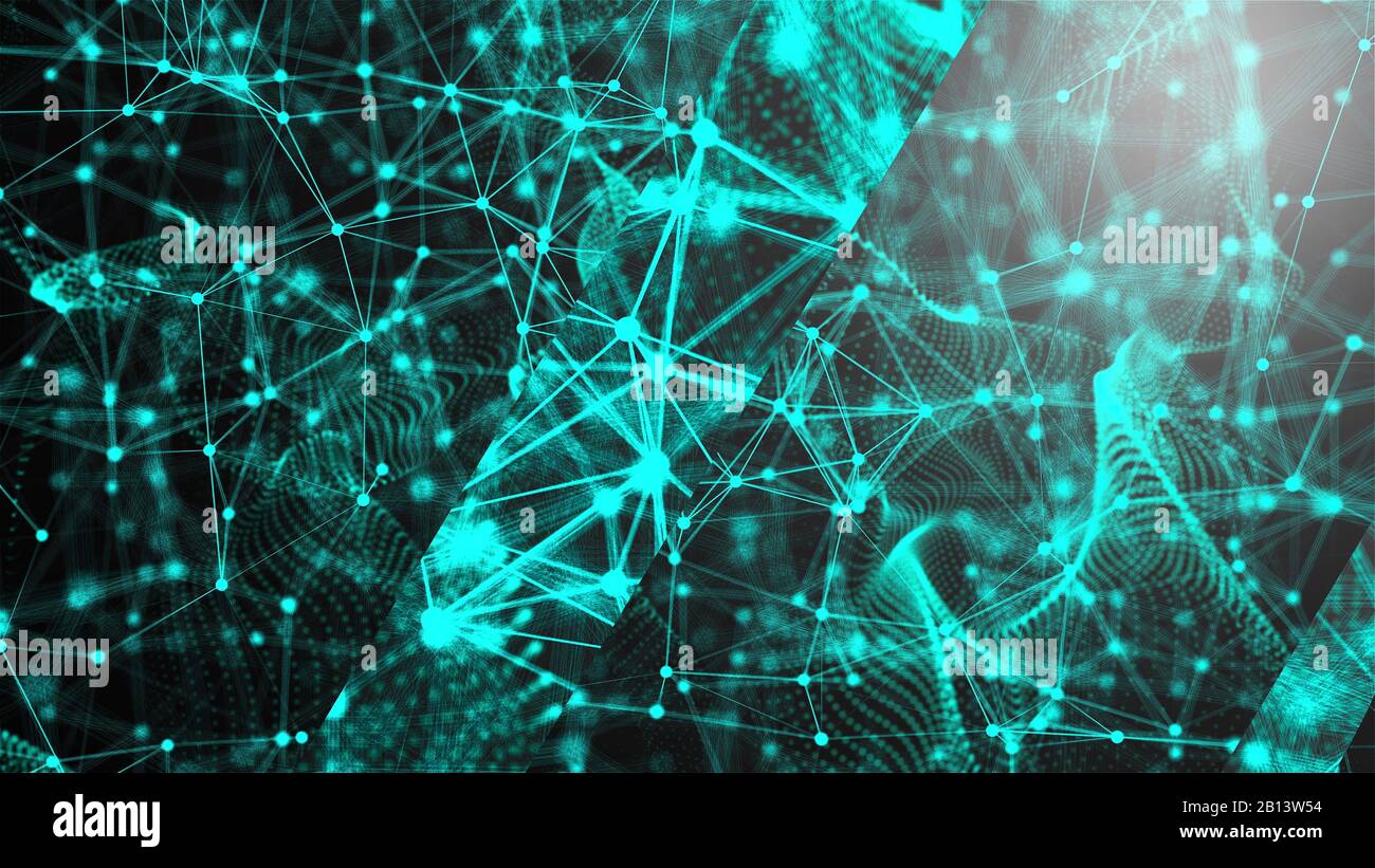 Abstract polygonal space with low polygons. Background with connecting dots and lines ...