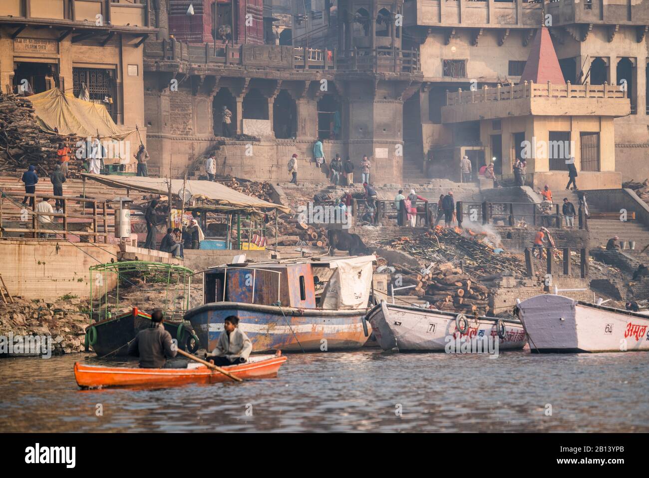 traditional funeral on the banks of the river Ganges, VAranasi, India ...