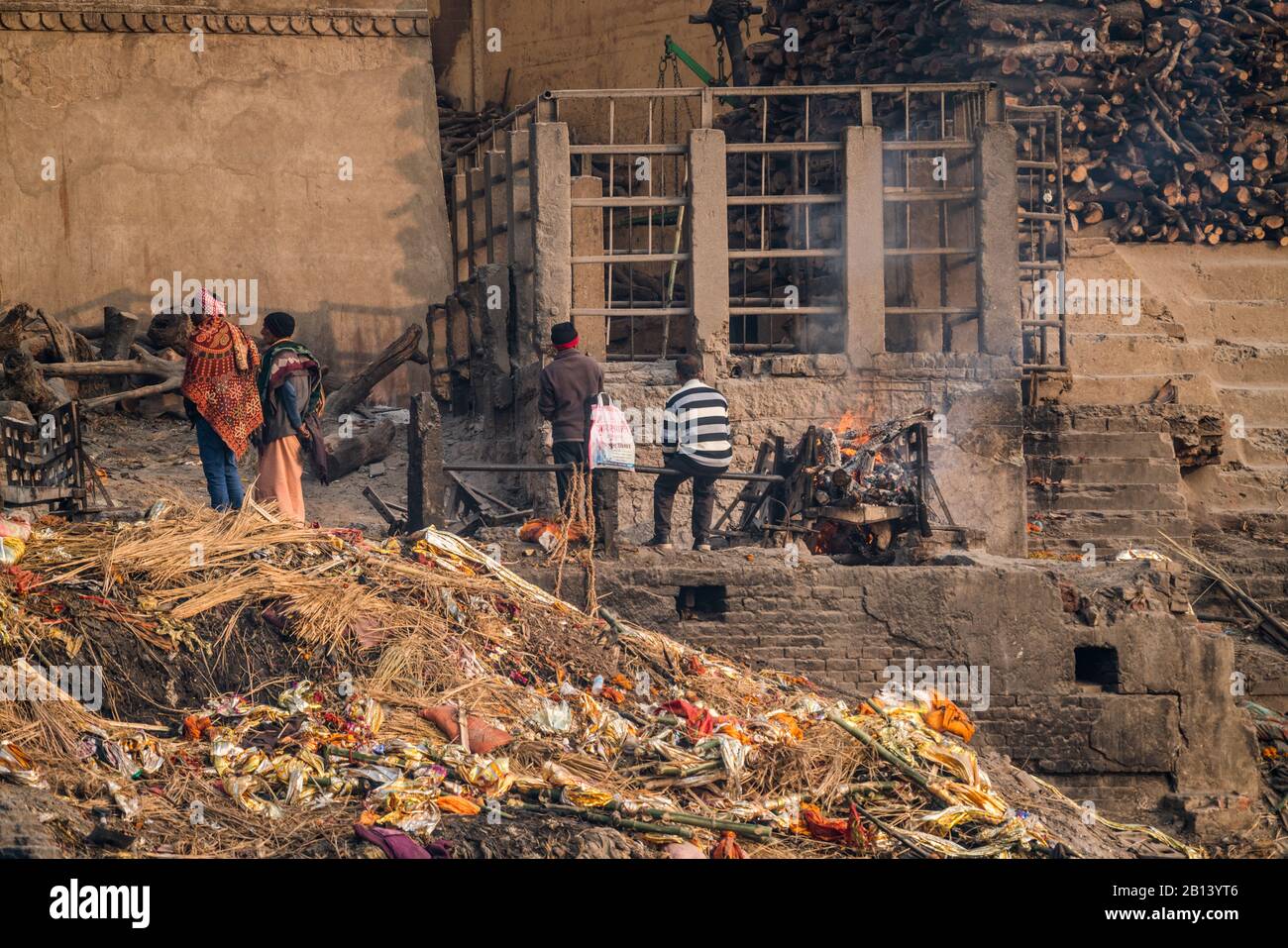 traditional funeral on the banks of the river Ganges, VAranasi, India ...