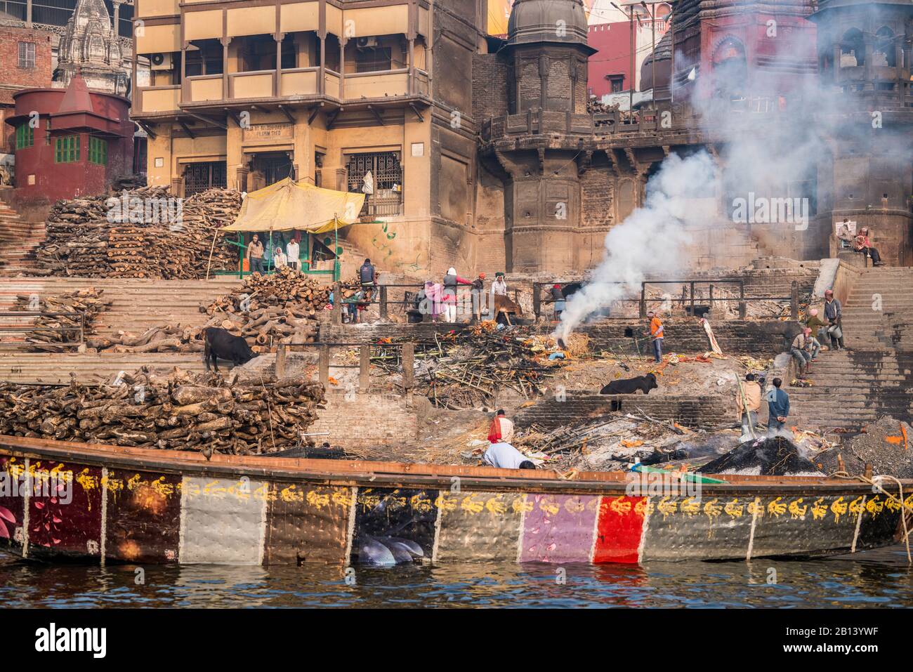 traditional funeral on the banks of the river Ganges, VAranasi, India ...
