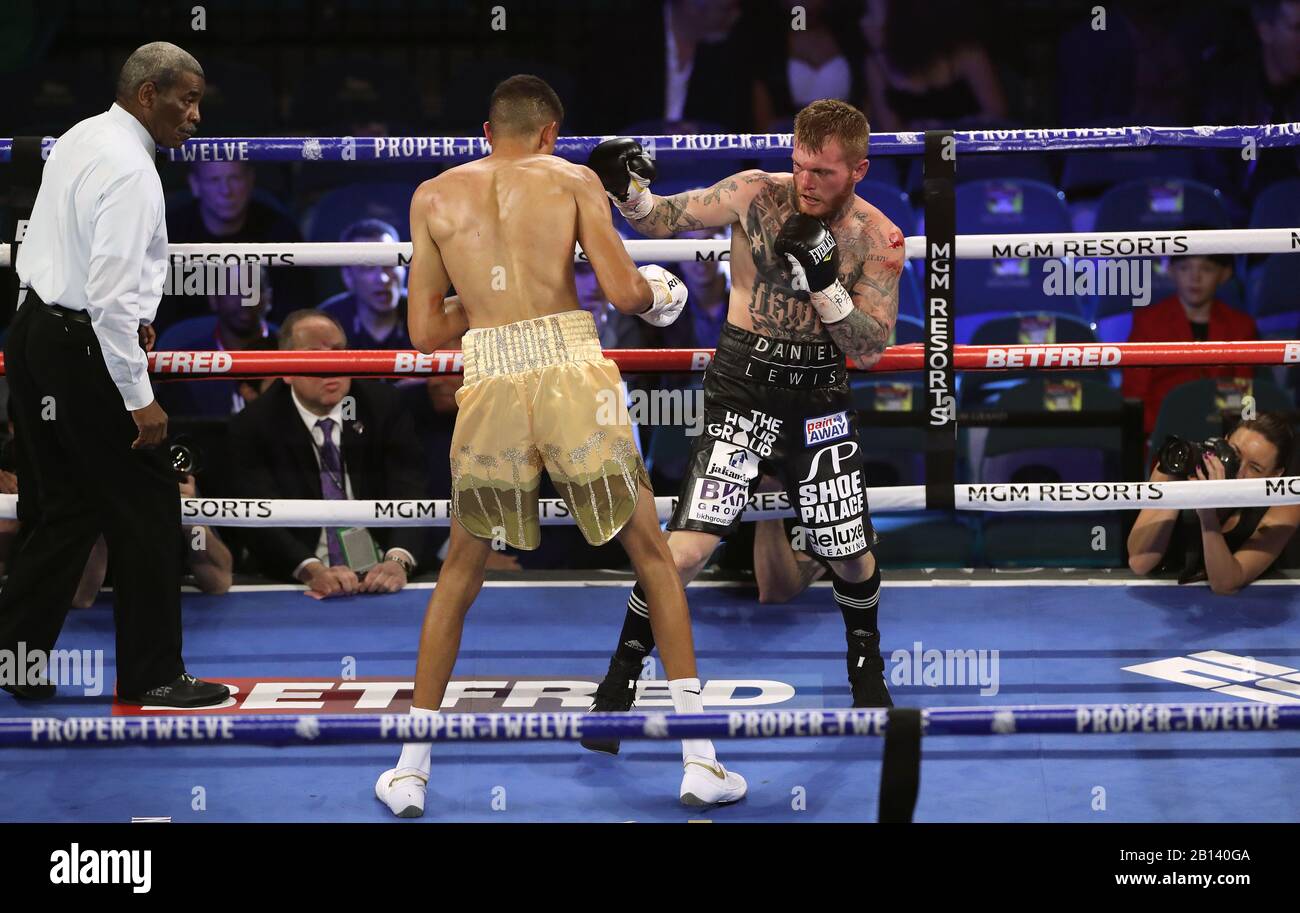 Sebastian Fundora (left) and Daniel Lewis during the super welter ...