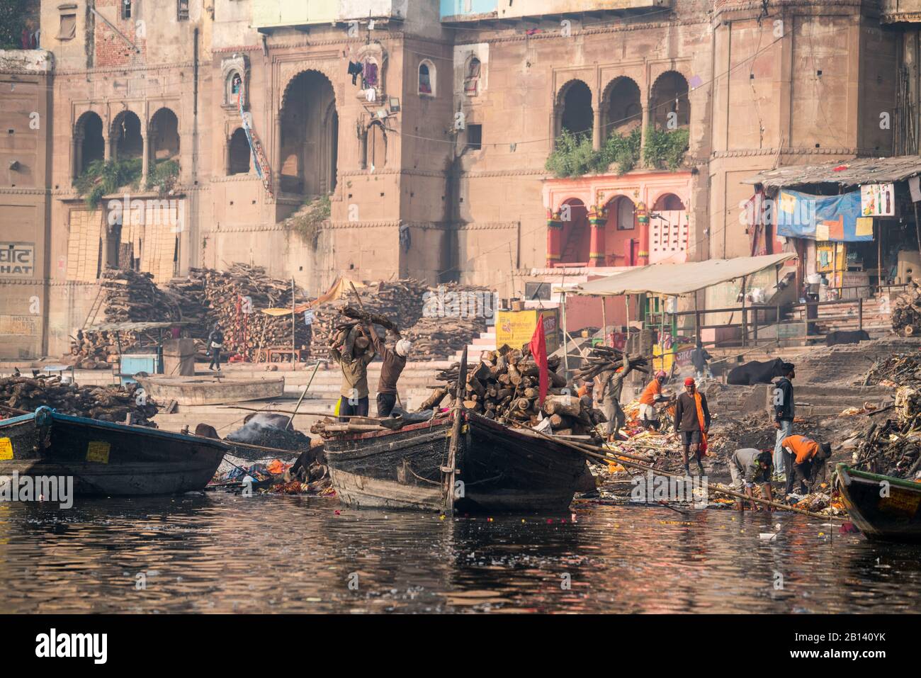 traditional funeral on the banks of the river Ganges, VAranasi, India ...