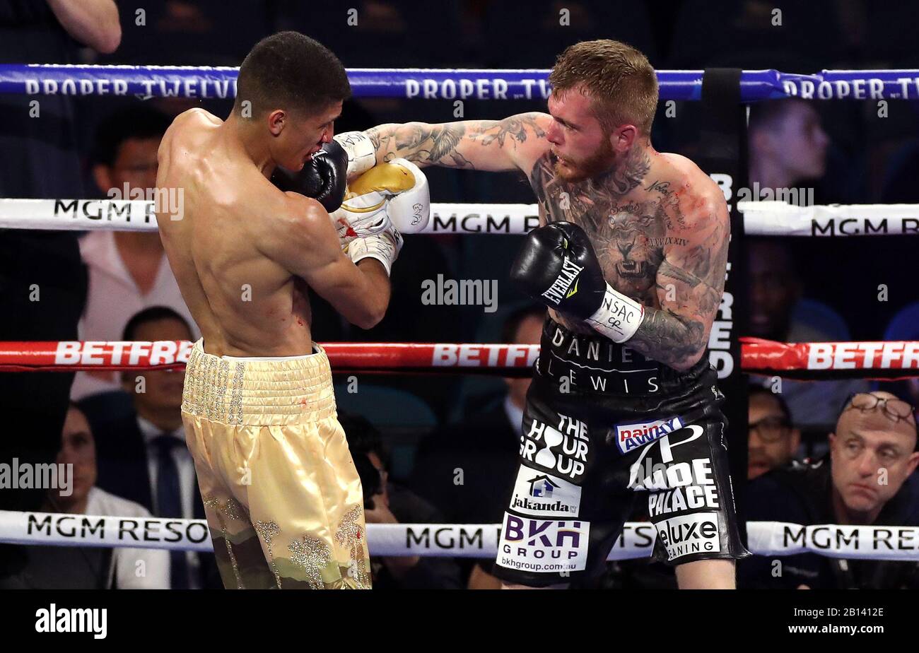 Sebastian Fundora (left) and Daniel Lewis during the super welter ...