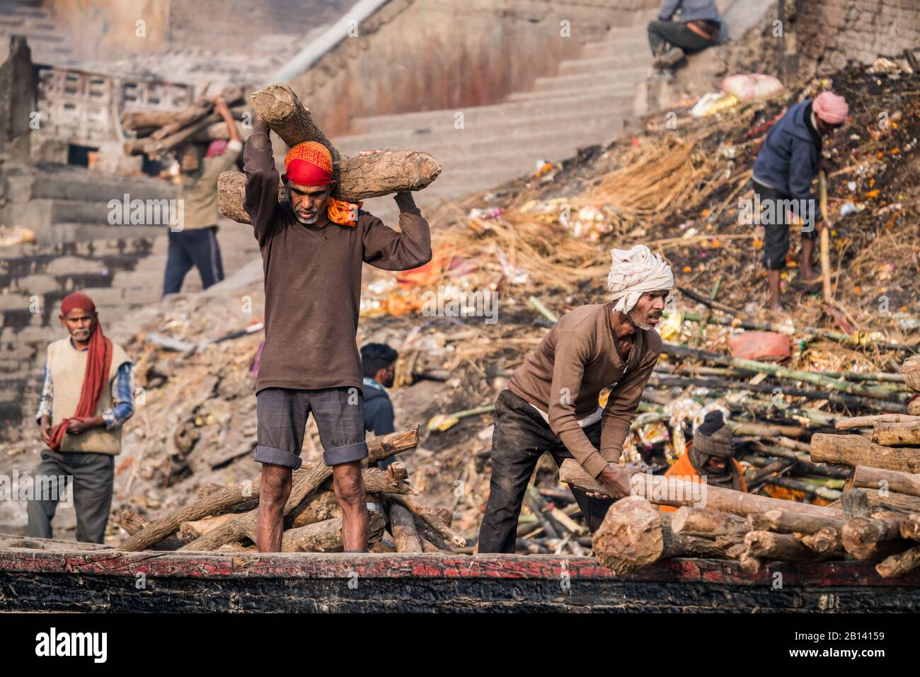 traditional funeral on the banks of the river Ganges, VAranasi, India ...
