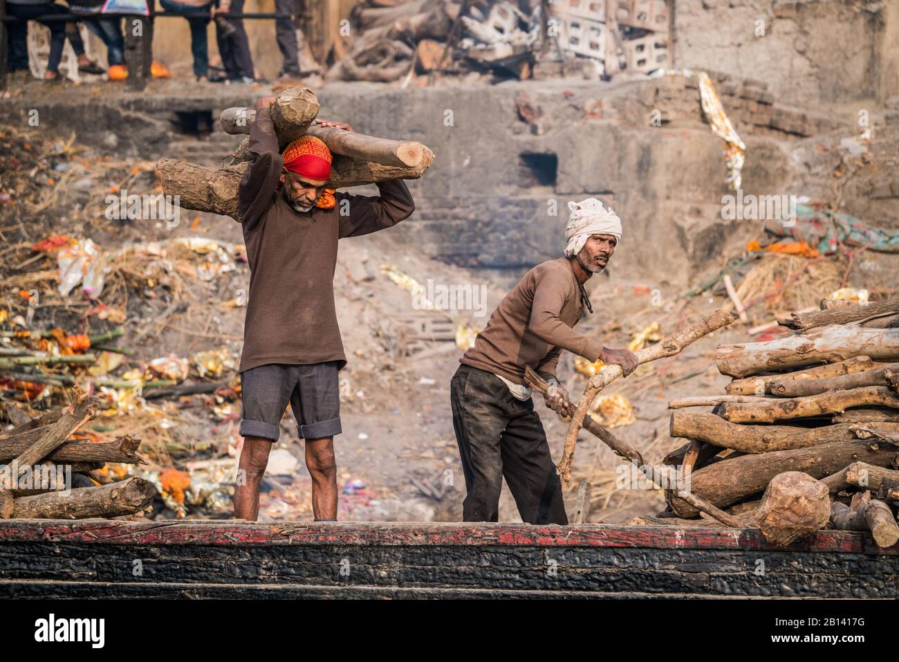 traditional funeral on the banks of the river Ganges, VAranasi, India ...