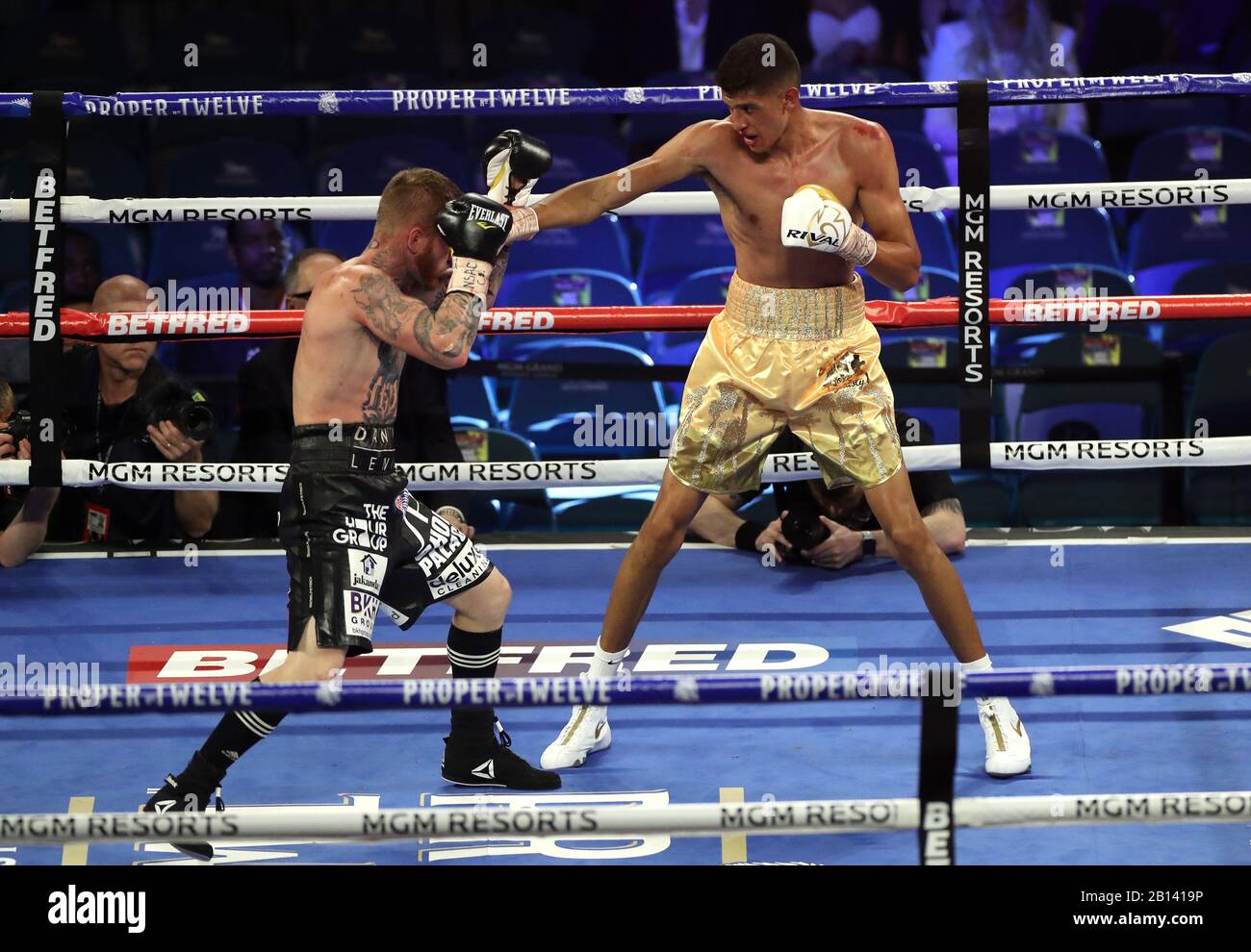 Daniel Lewis (left) and Sebastian Fundora during the super welter ...