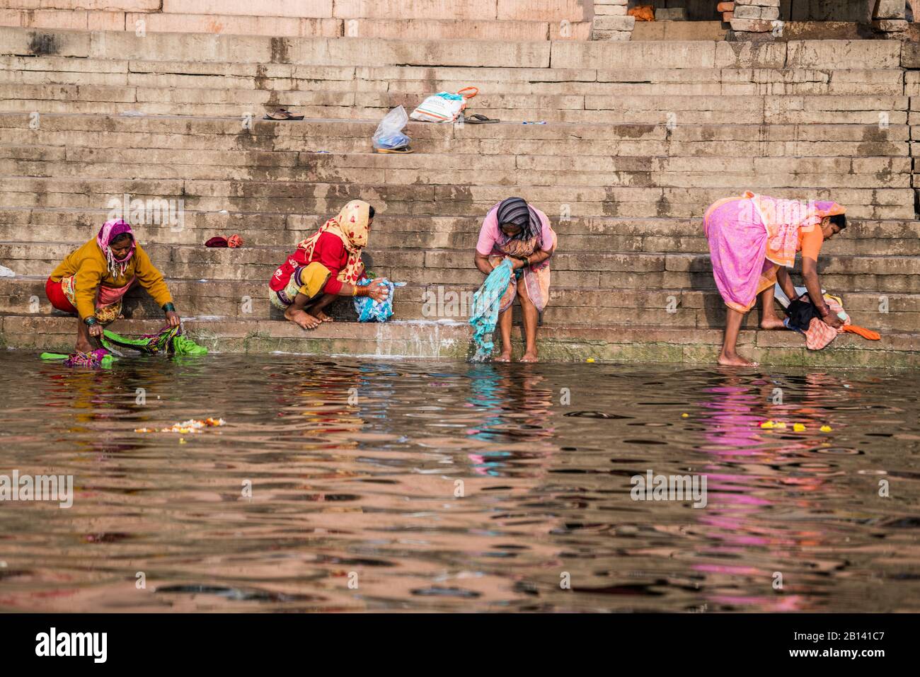 Ceremony bathing in the Ganga river, Varanasi, India, Asia Stock Photo ...