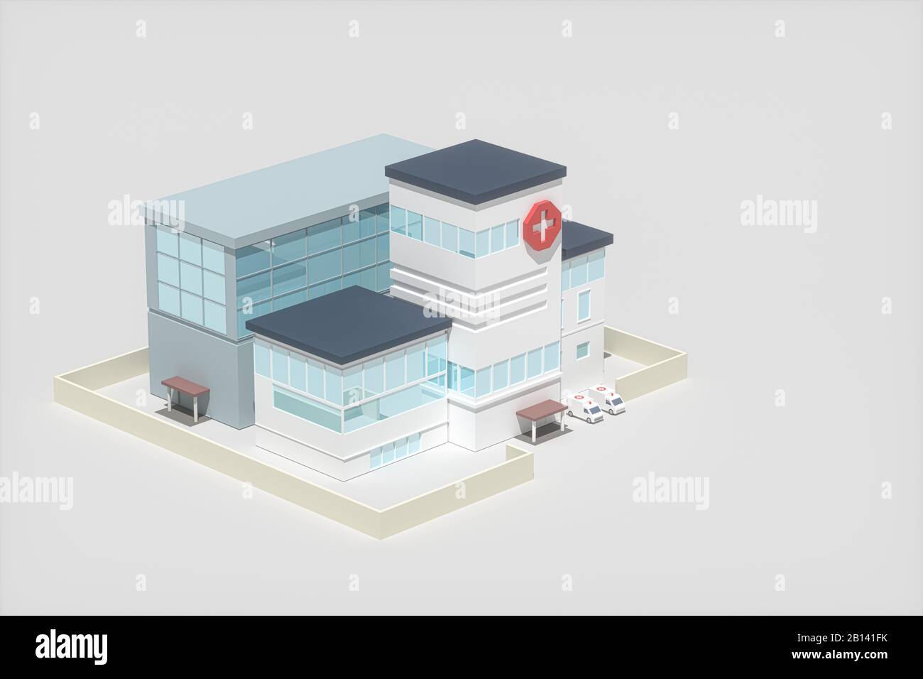 Hospital model with white background,abstract conception,3d rendering ...