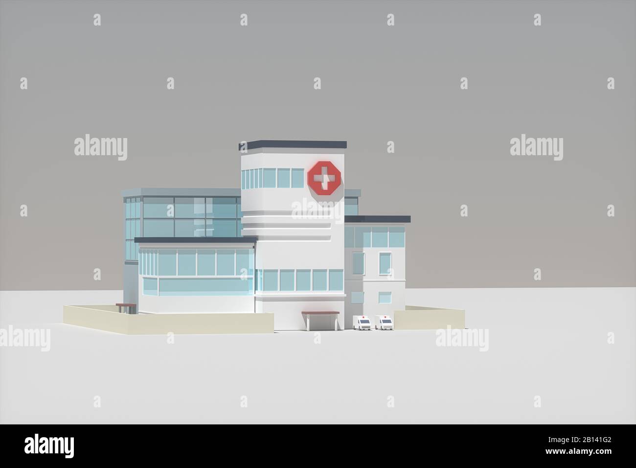 Hospital model with white background,abstract conception,3d rendering ...