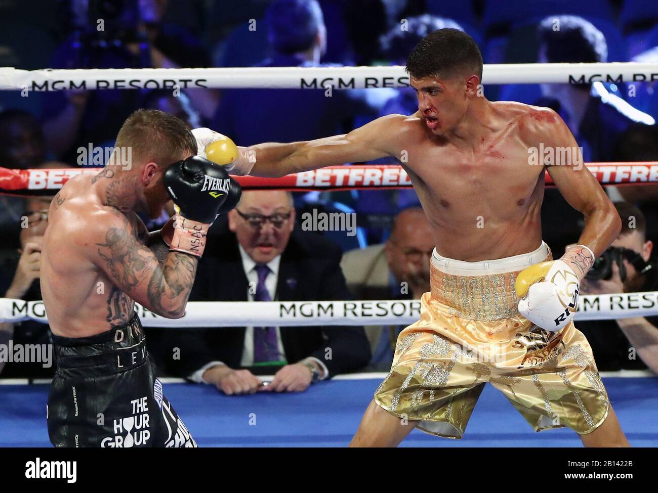 Daniel Lewis (left) and Sebastian Fundora during the super welter ...