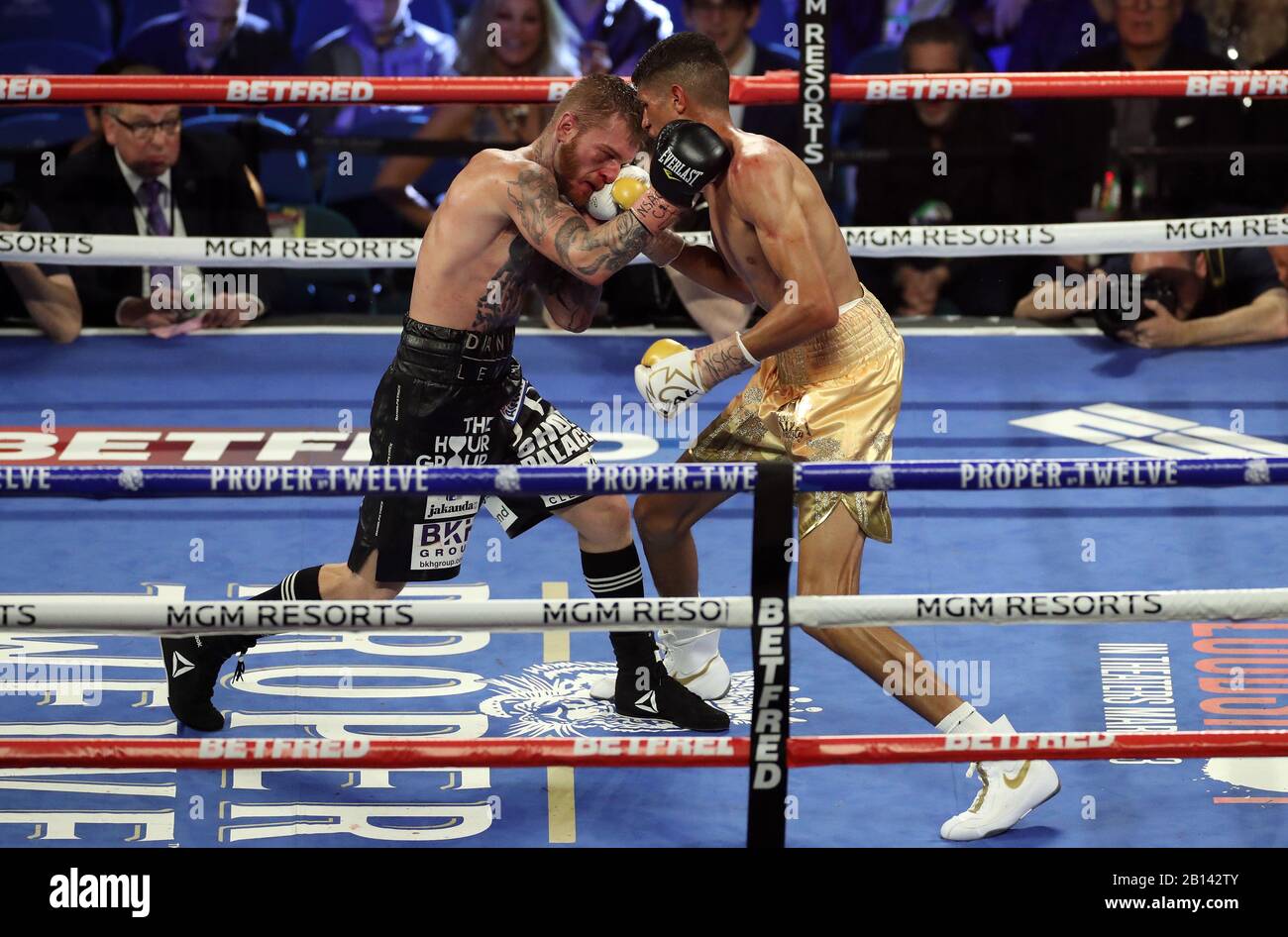 Daniel Lewis (left) and Sebastian Fundora during the super welter ...