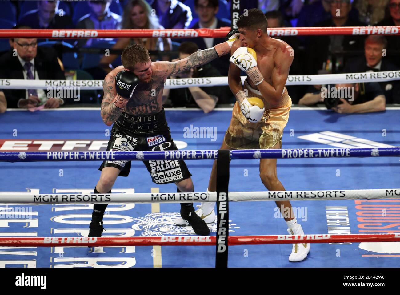 Daniel Lewis (left) and Sebastian Fundora during the super welter ...