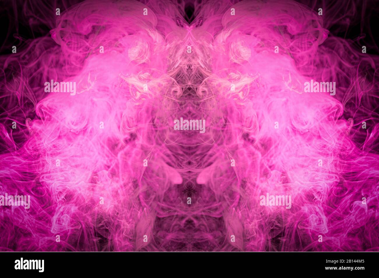 Pink smoke of pattern in the form of horror monster on a dark isolated ...