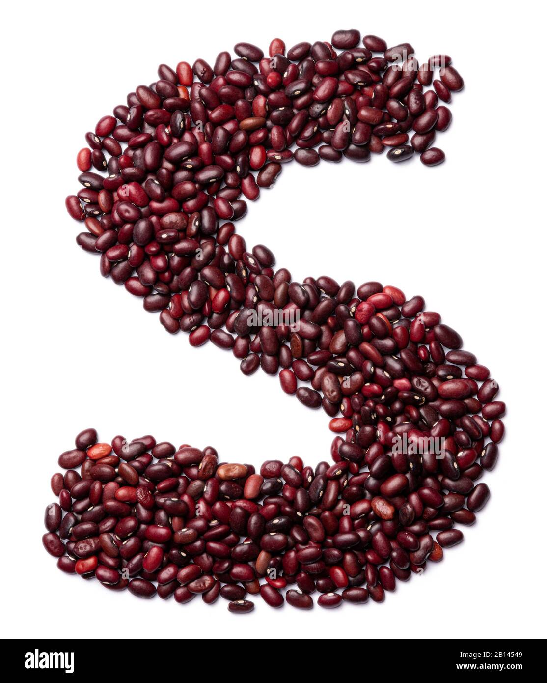 The letter "S" of the English alphabet from brown beans on a white ...