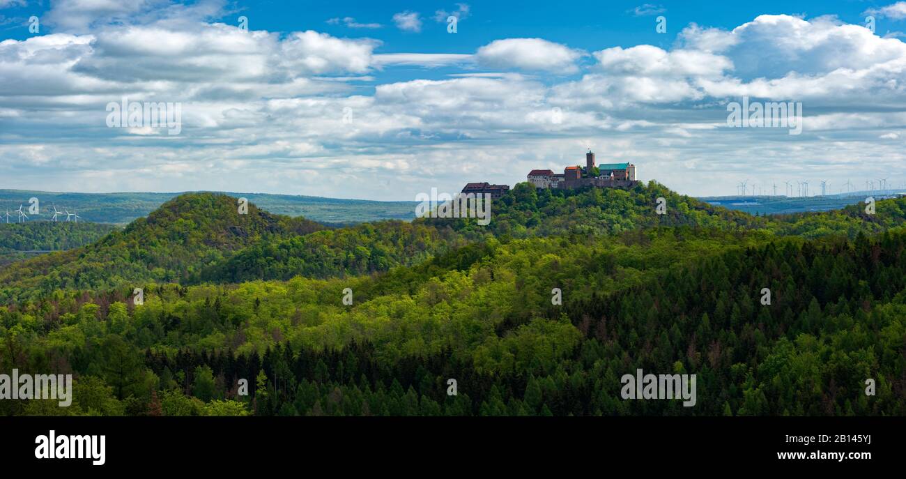 View from the Rennsteig to Wartburg Castle, Thuringian Forest, Eisenach ...