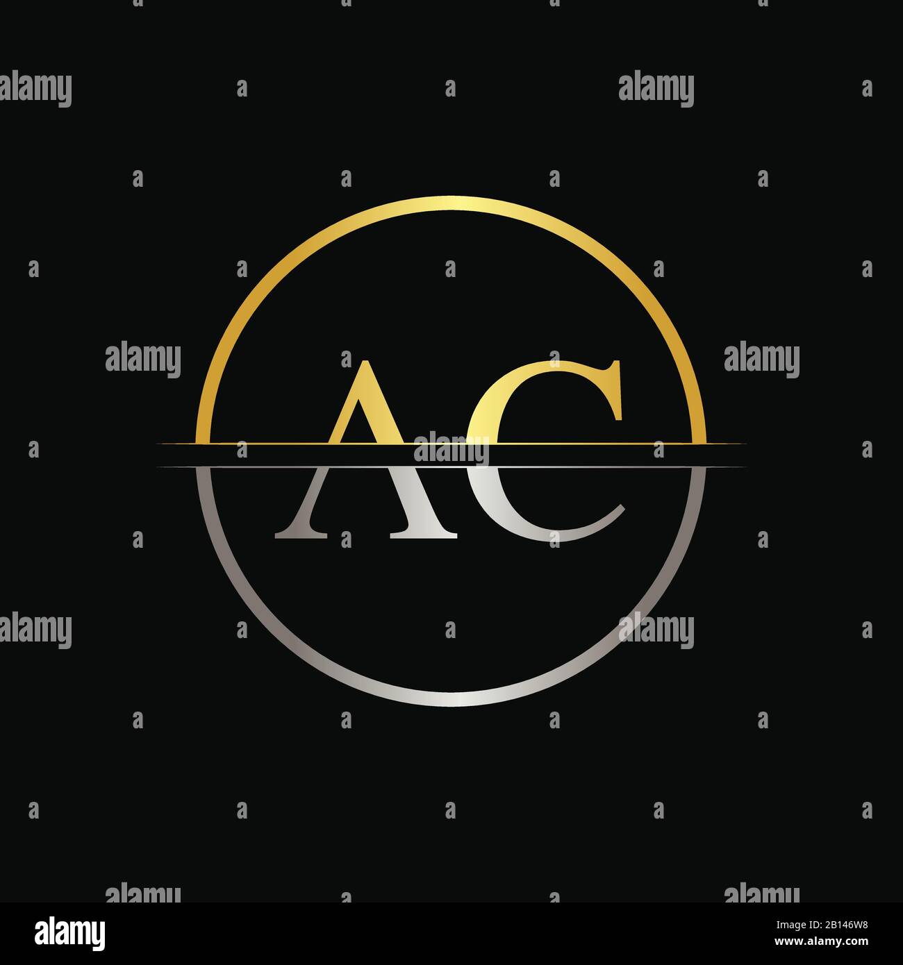 Initial Circle AC Letter With Modern Typography Vector Template. Creative Abstract Letter AC ...