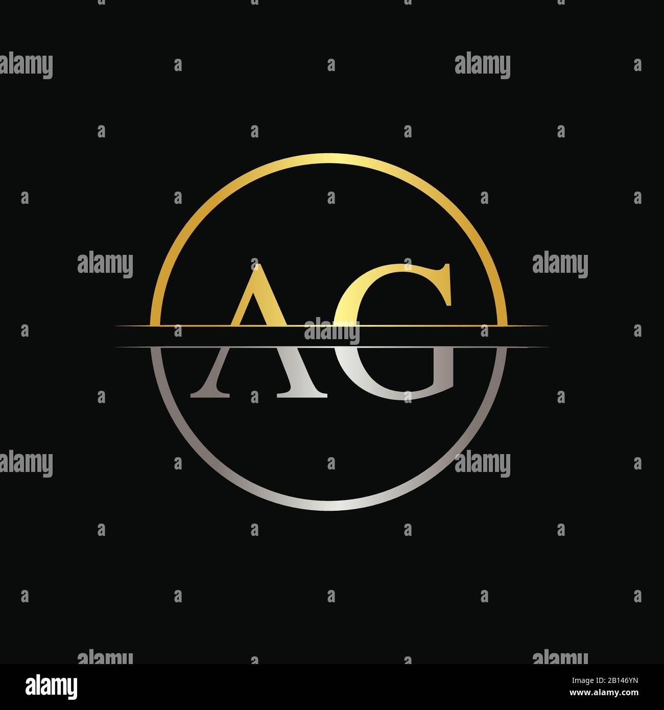 Initial Circle AG Letter With Modern Typography Vector Template ...