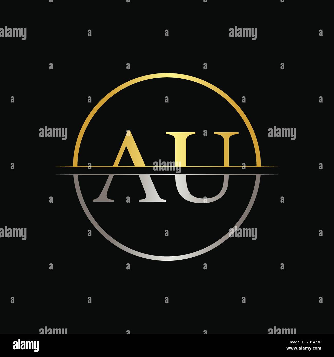 Initial Circle AU Letter With Modern Typography Vector Template ...