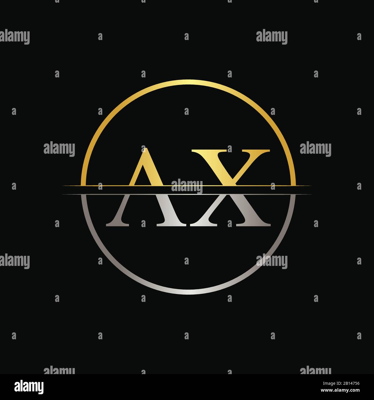 Initial Circle AX Letter With Modern Typography Vector Template. Creative Abstract Letter AX ...