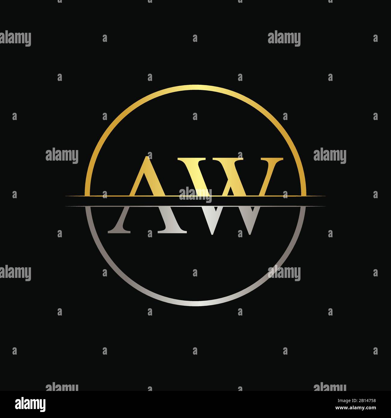 Initial Circle AW Letter With Modern Typography Vector Template ...