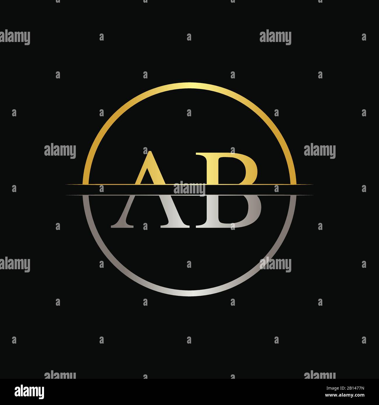 Initial Circle AB Letter With Modern Typography Vector Template ...