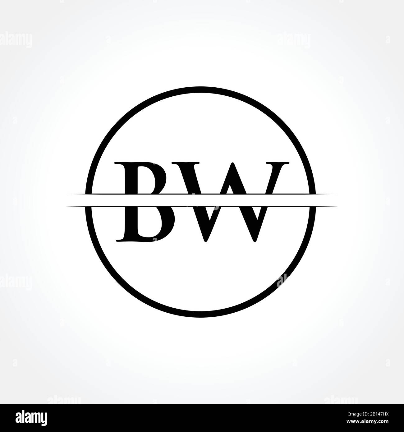 Initial Black Letter BW Logo With Creative Circle Typography Vector ...