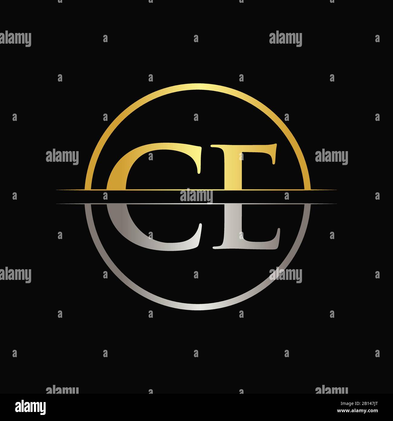 Initial Gold and Silver Color CE Letter Logo Typography Vector Template ...