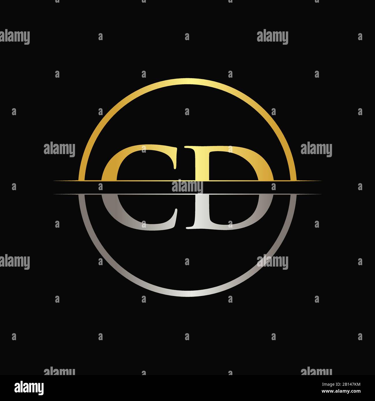 Initial Gold and Silver Color CD Letter Logo Typography Vector Template ...
