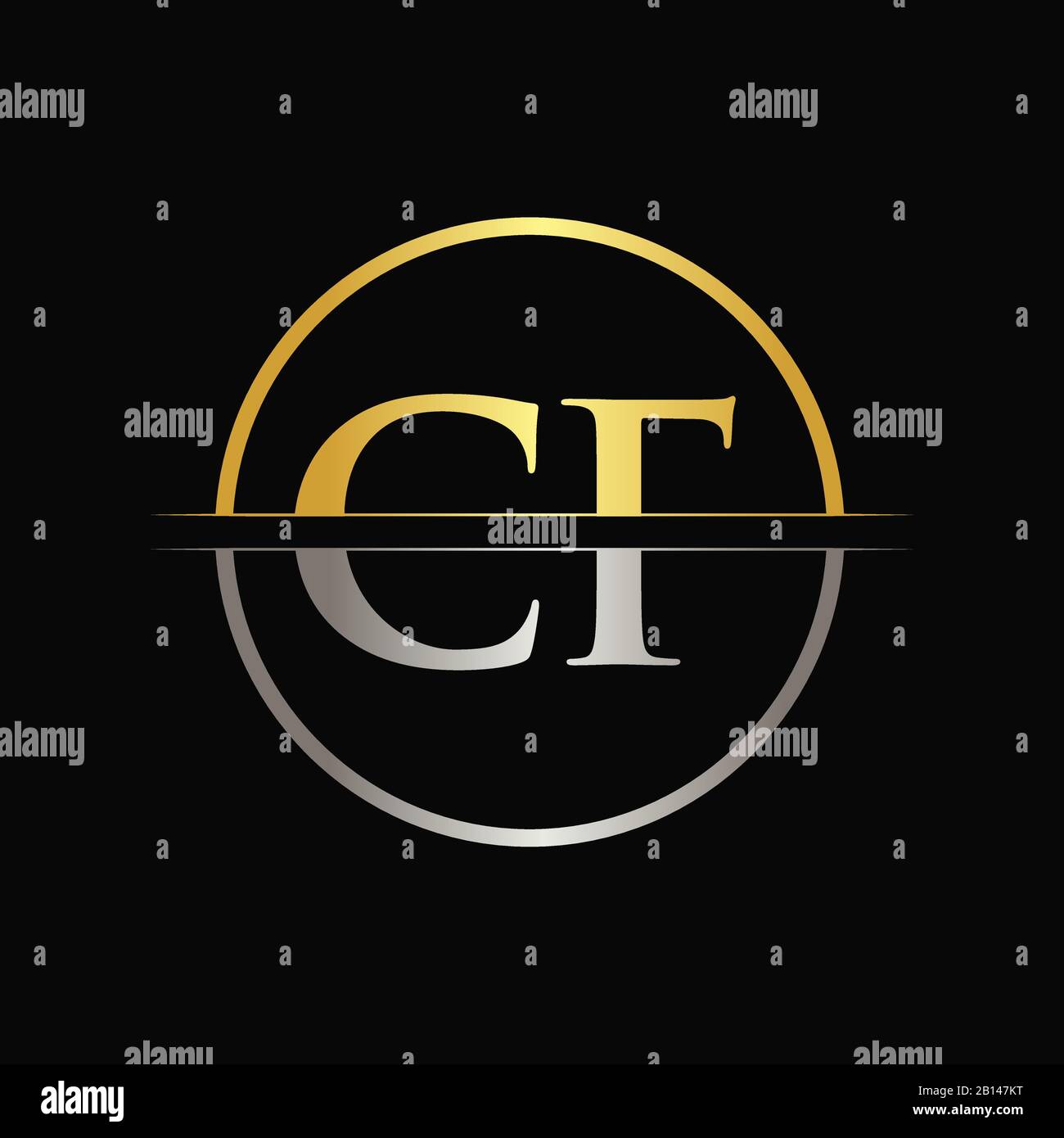 Initial Gold and Silver Color CF Letter Logo Typography Vector Template ...