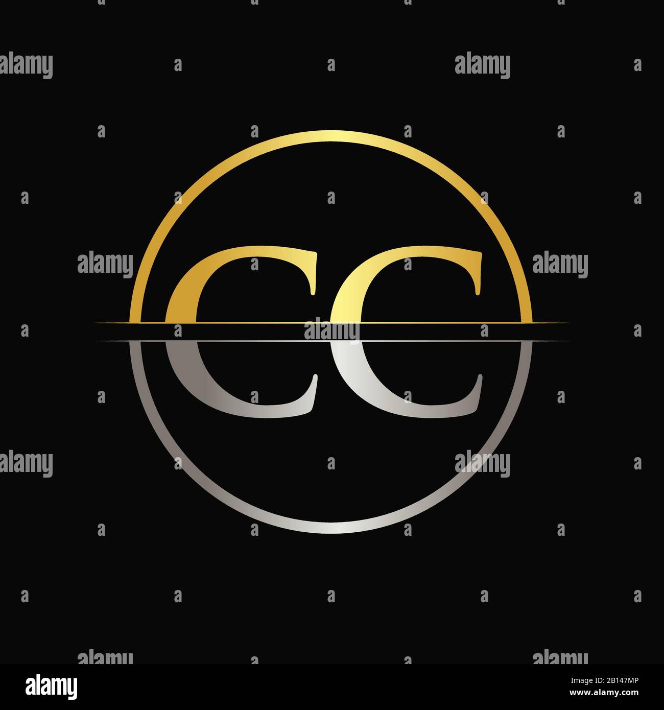 Initial Gold and Silver Color CC Letter Logo Typography Vector Template ...