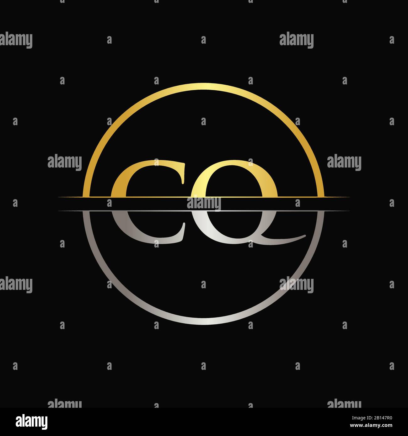Initial Gold and Silver Color CQ Letter Logo Typography Vector Template ...