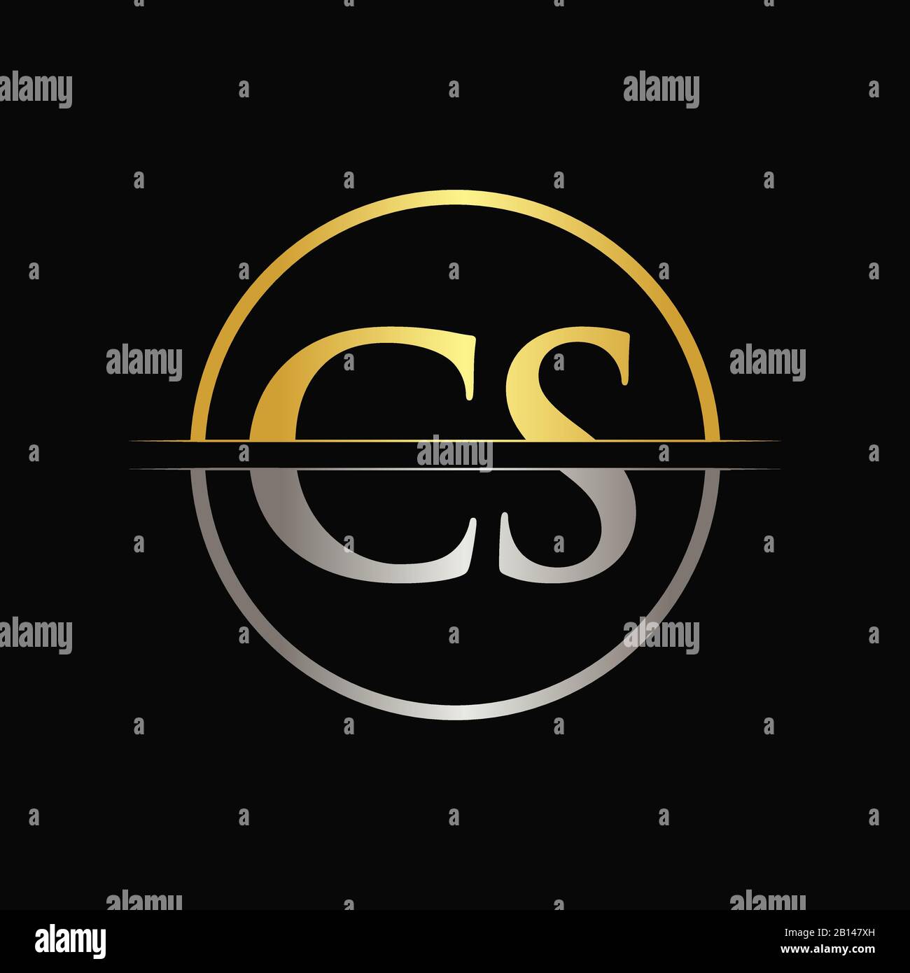 Initial Gold and Silver Color CS Letter Logo Typography Vector Template ...