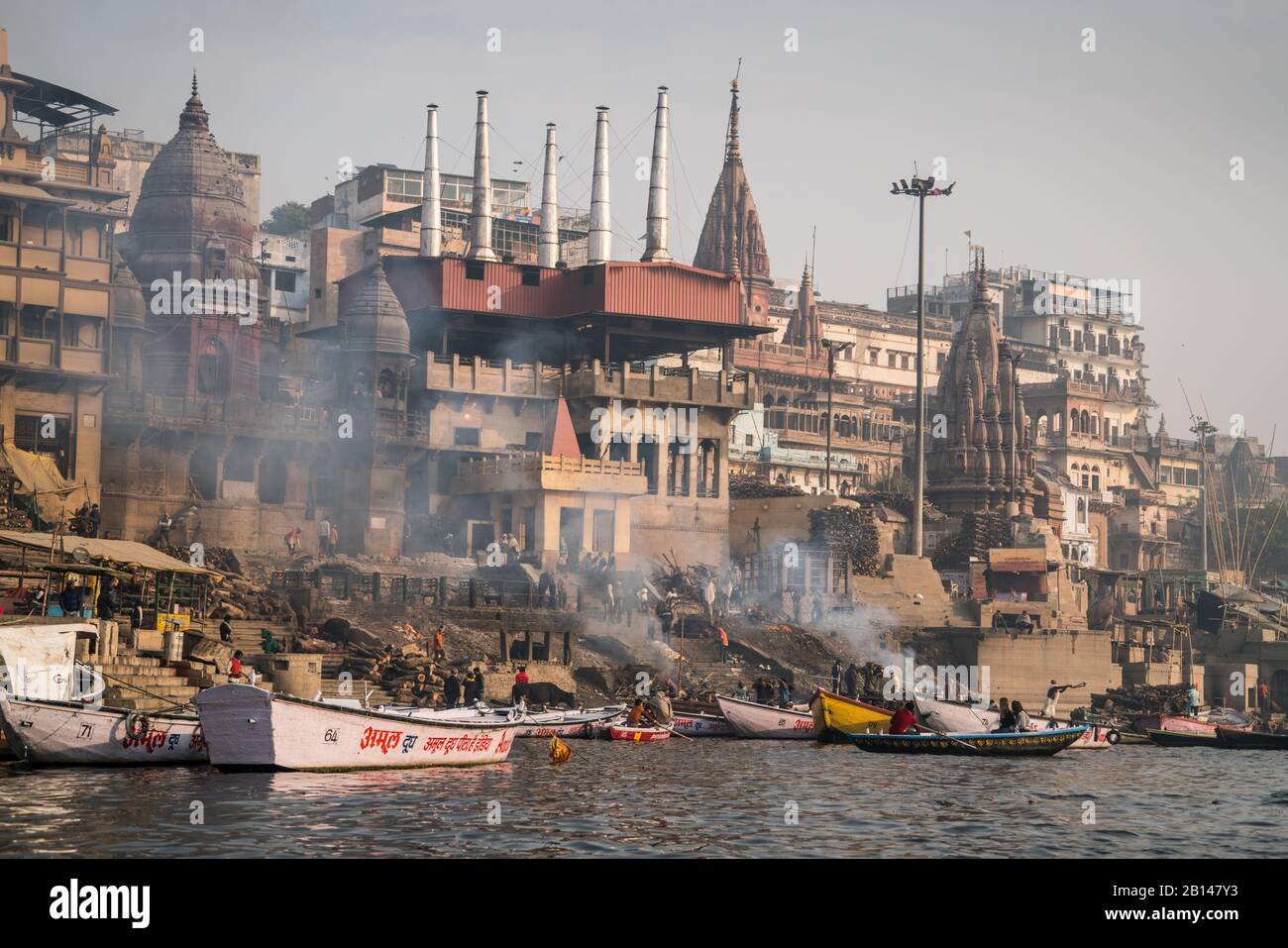 traditional funeral on the banks of the river Ganges, VAranasi, India ...