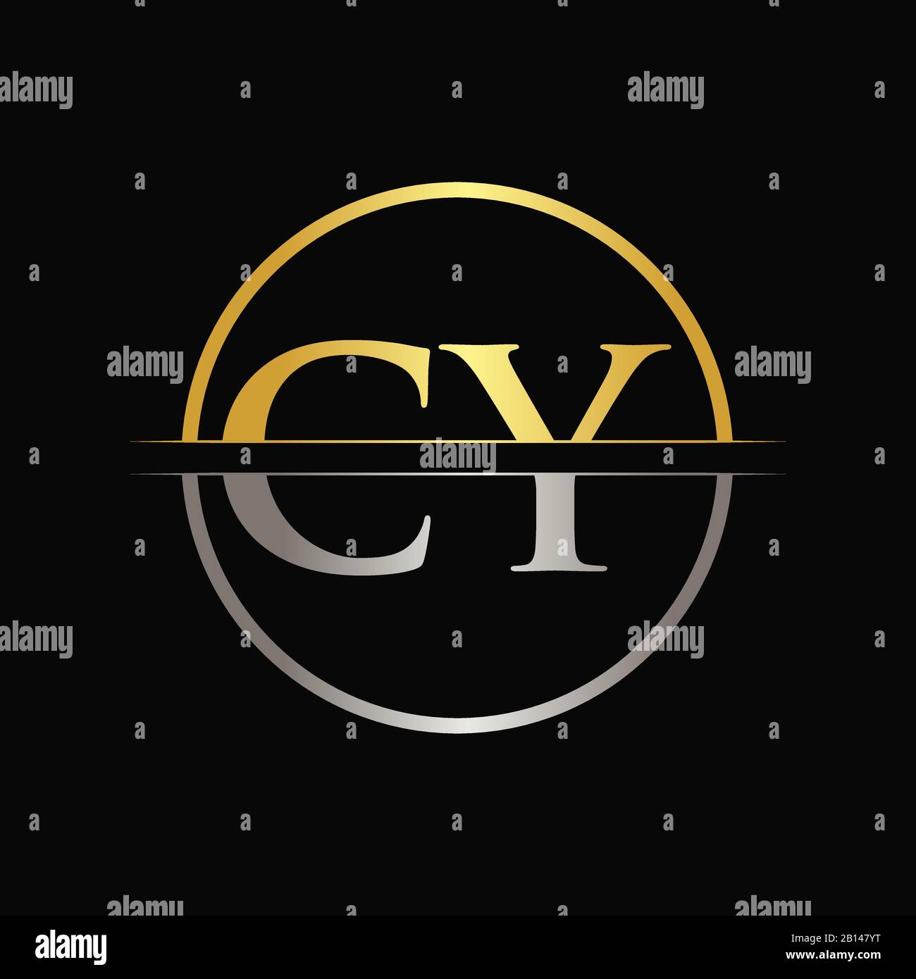 Initial Gold and Silver Color CY Letter Logo Typography Vector Template ...