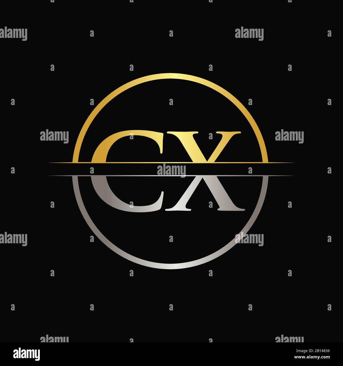 Initial Gold and Silver Color CX Letter Logo Typography Vector Template ...
