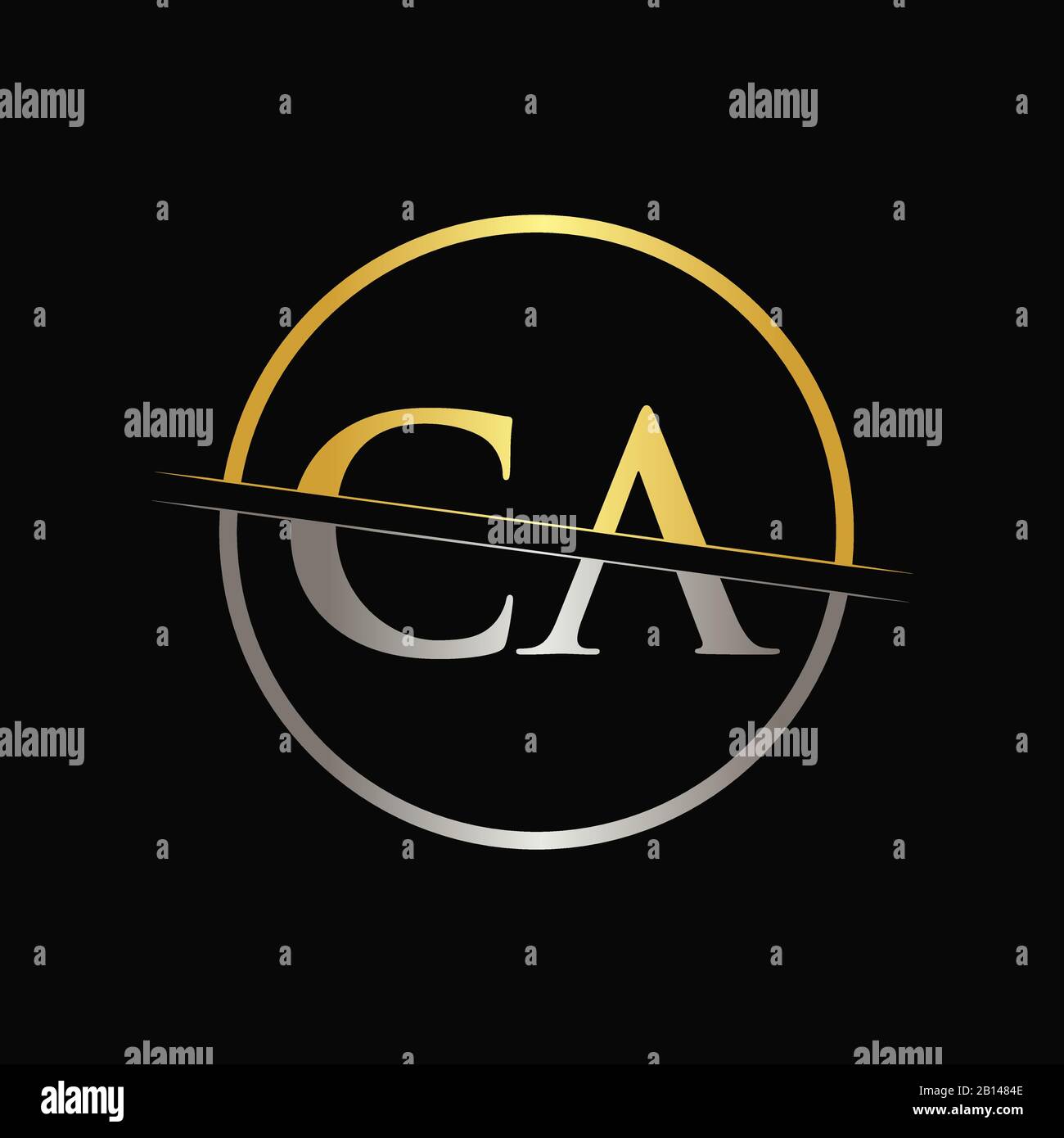Initial Gold and Silver Color CA Letter Logo Typography Vector Template ...