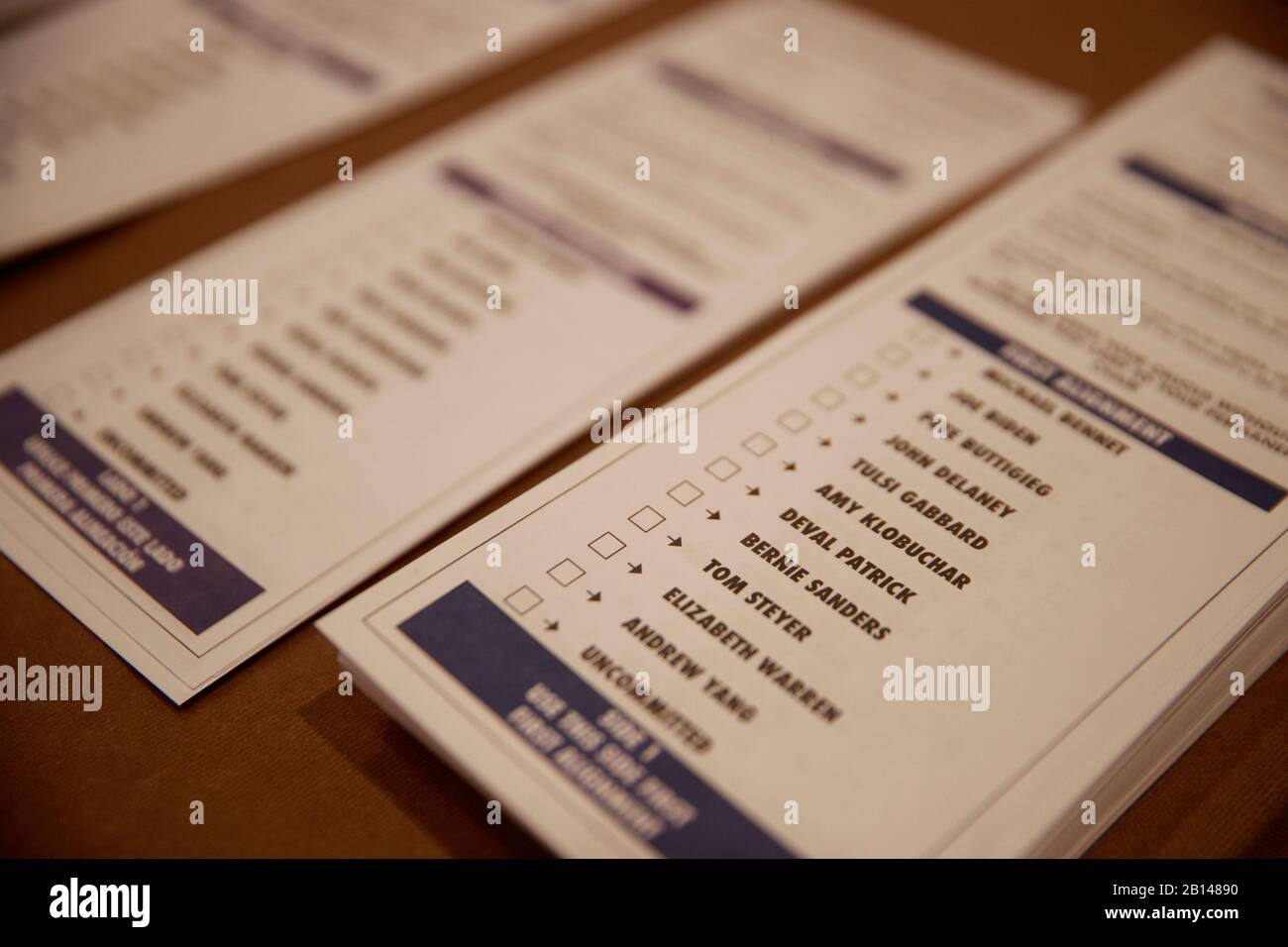 Las Vegas, United States. 22nd Feb, 2020. A view of the ballot papers ...