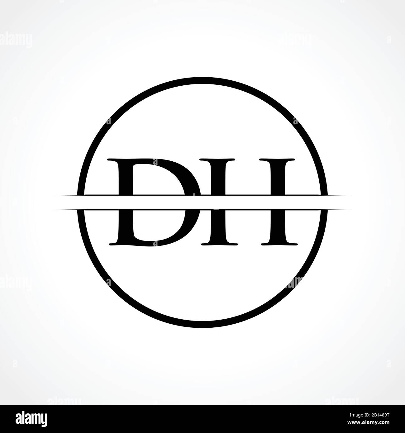 Initial DH Letter Logo Design Vector Template With Black Color. DH Logo ...