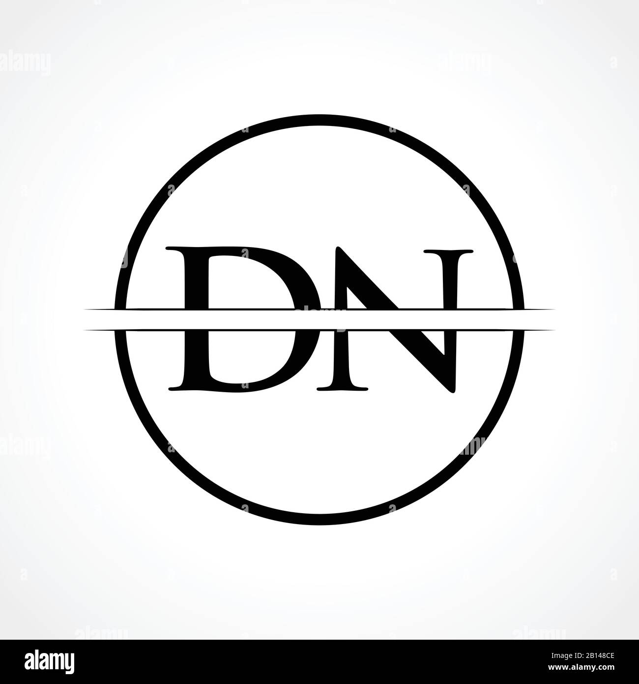 Initial DN Letter Logo Design Vector Template With Black Color. DN Logo ...