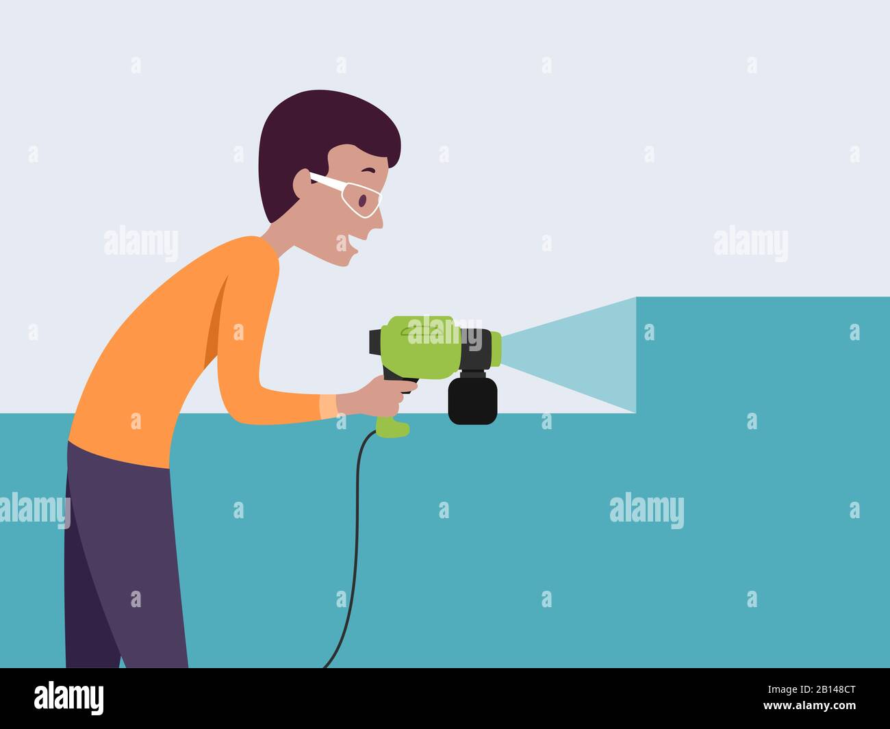 Illustration of an Industrial Painter Man Wearing Goggles Using Paint ...