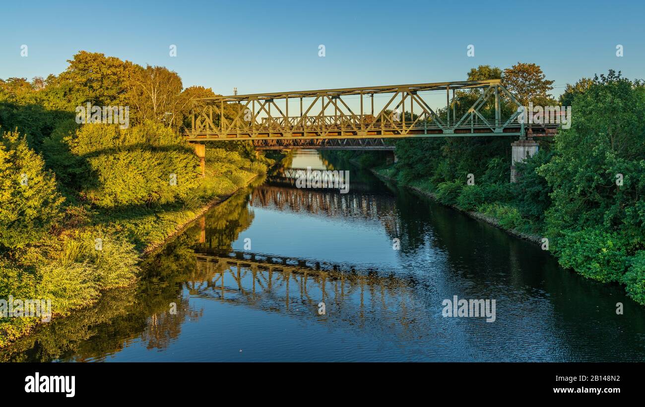 Railway bridges over the Schifffahrtskanal (canal for ships) in ...