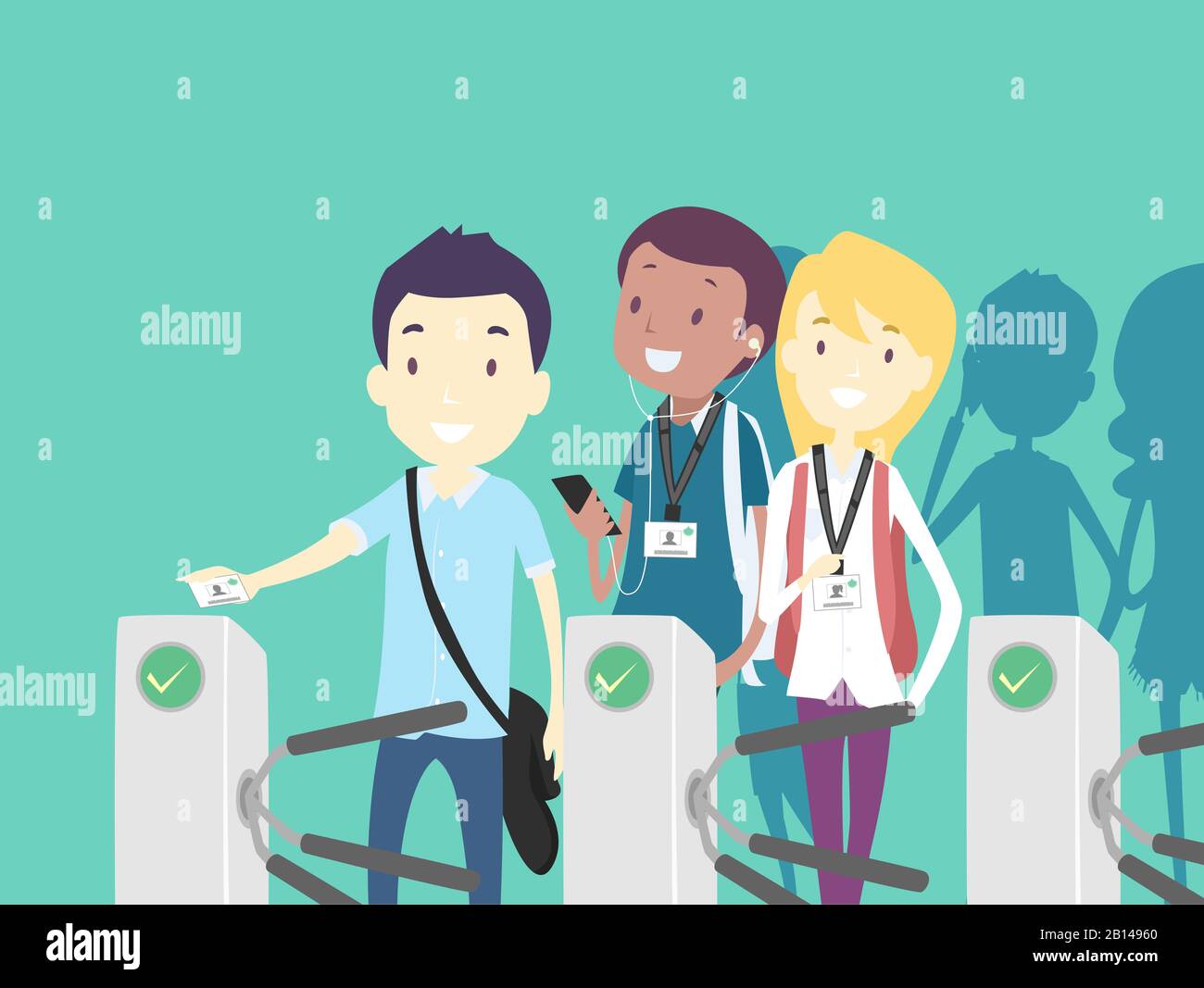 Illustration of Teenage College Girl and Guy Students Entering School ...