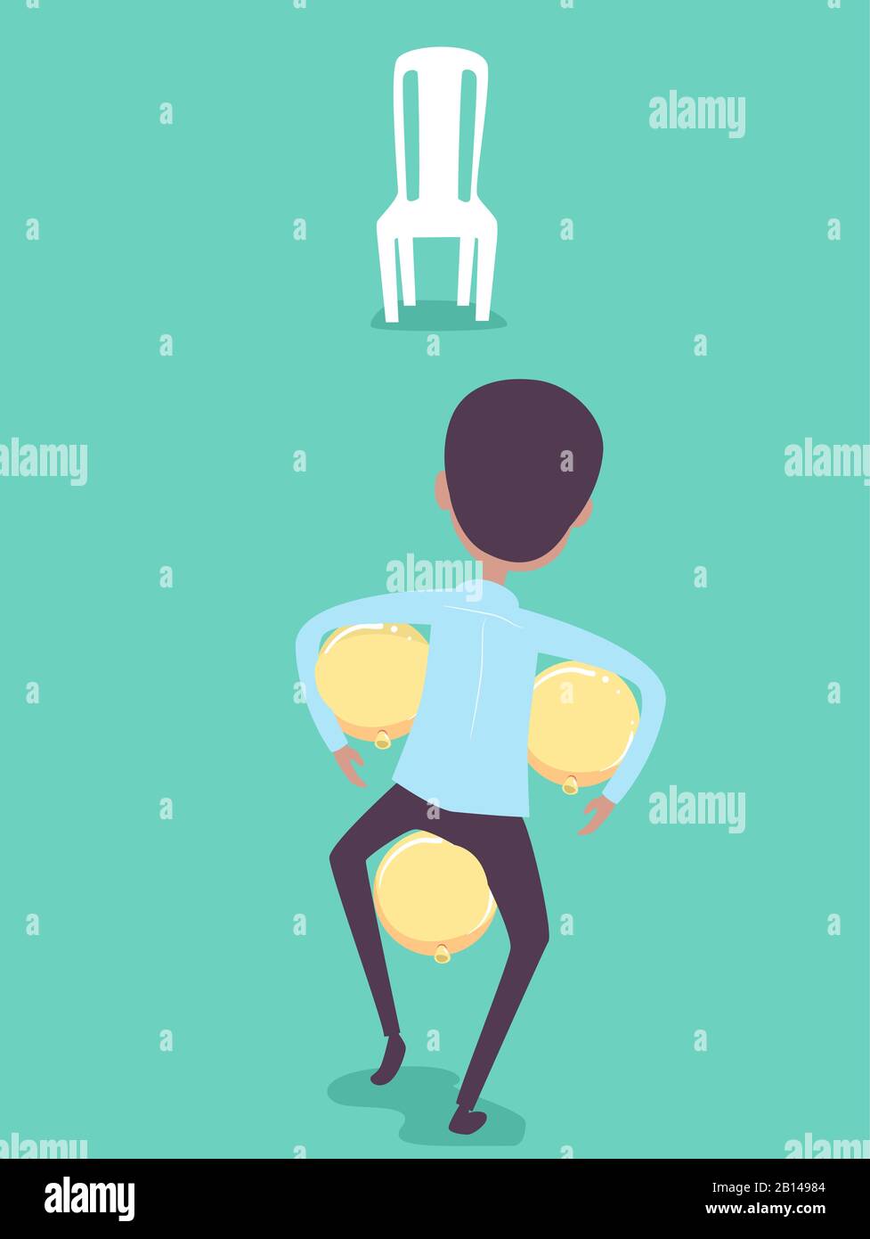 Illustration of a Man in Office Attire Holding Balloons Under Arms and ...