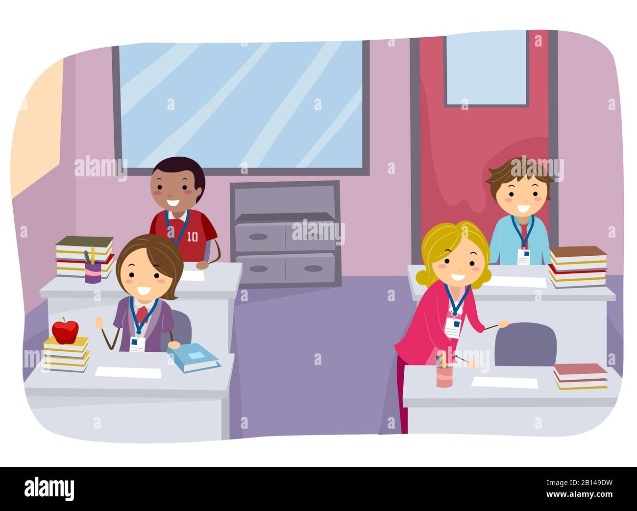 Illustration of Stickman Woman and Man Teachers in the Faculty Room on ...