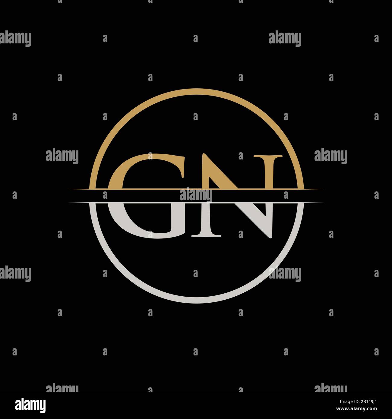 GN letter Type Logo Design vector Template. Initial Letter GN logo ...