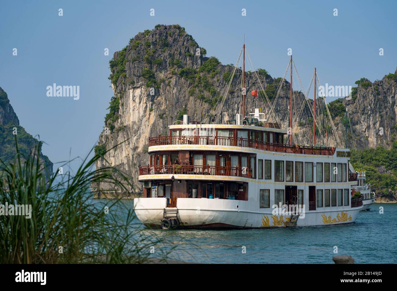 Halong Bay in Vietnam, boat tour with Emperor Cruise Stock Photo - Alamy